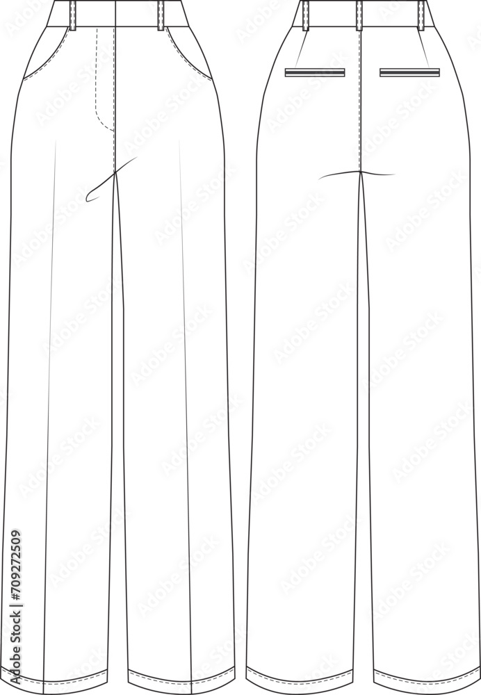 tailored wide leg palazzo sailor pant trouser template technical ...