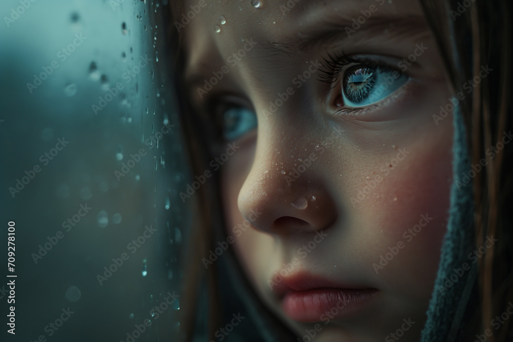 girl crying faces frightened by bad news is now in awe of the tragedy ...