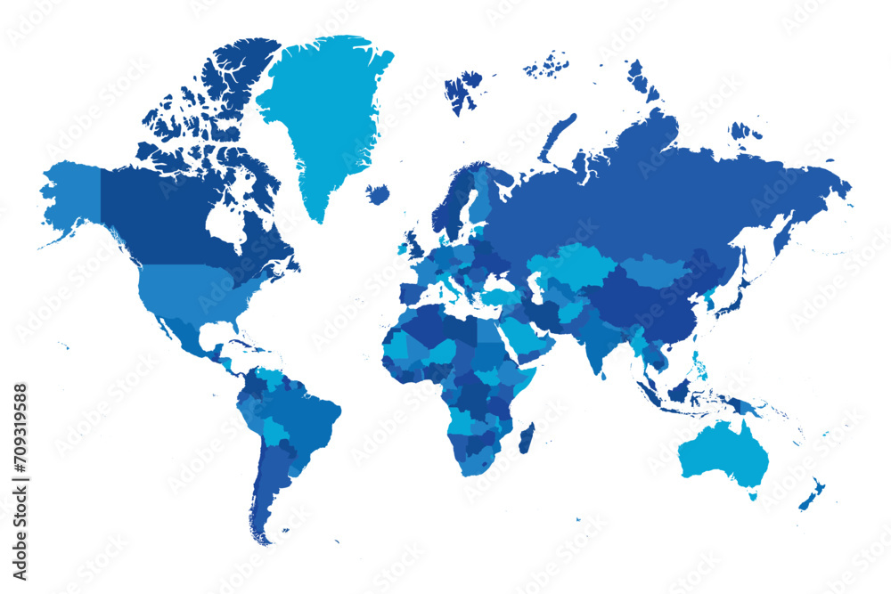 Map of World. Mercator projection. High detailed political map of ...
