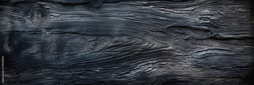 Burnt wood texture background, wide banner of scorched black tree ...