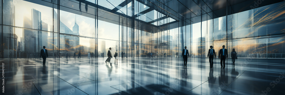 Open lobby-office space. . Modern architecture. Lots of natural light ...