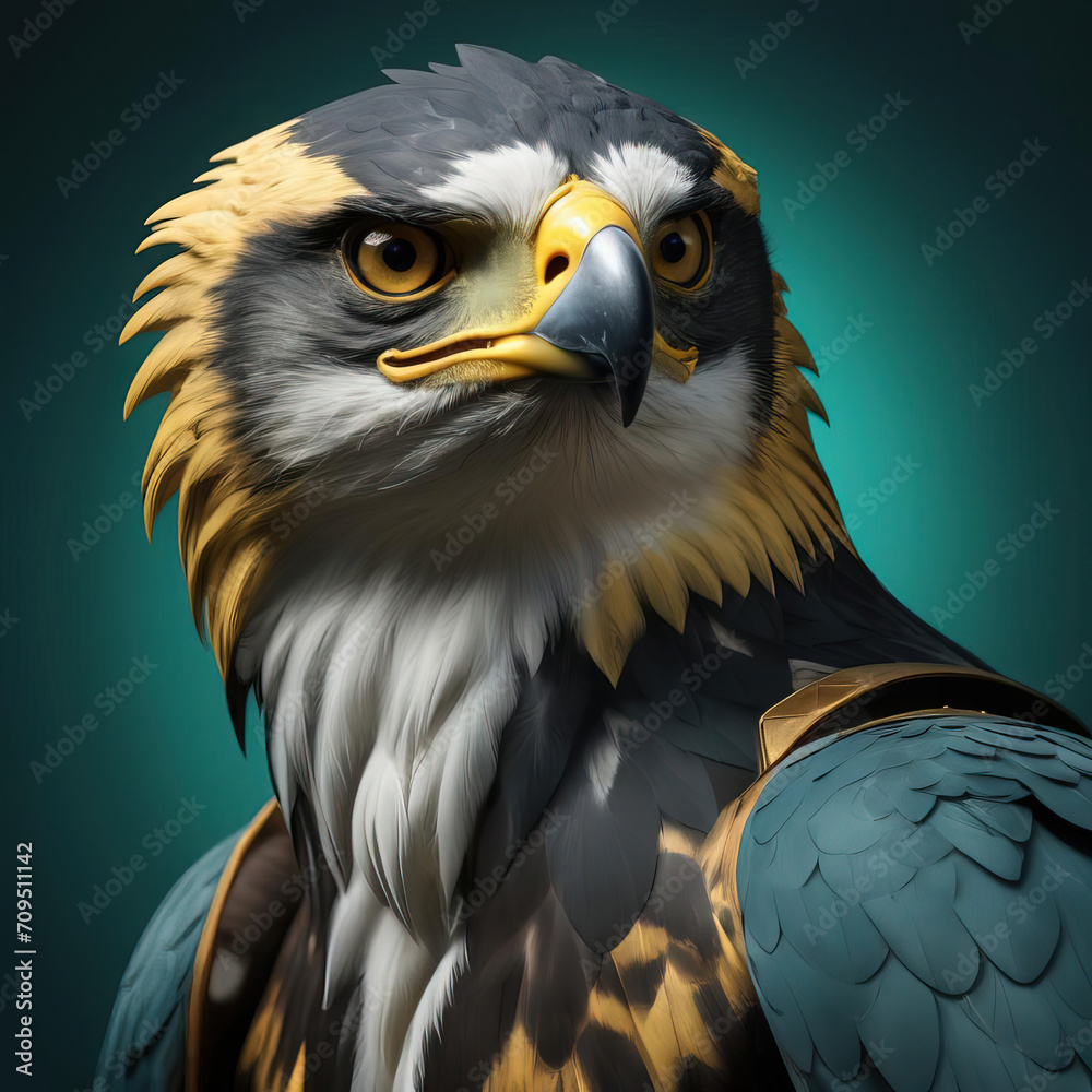 Regal Crowned Eagle - Hyper-realistic 8K render of a dramatic bird of ...