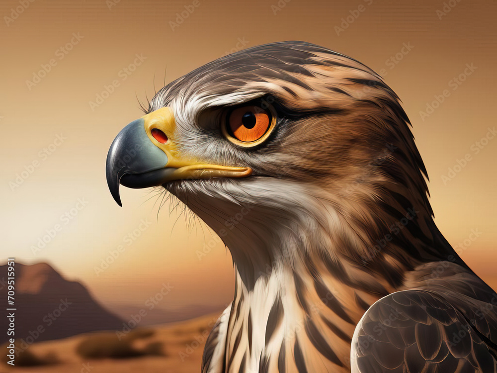 Surreal Photomontage - Bird of Prey Merlin with Focused Eyes and Swift ...