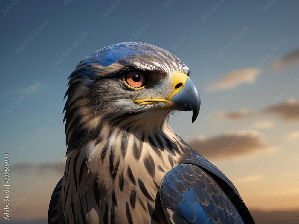 High-Quality 8K Render: Dramatic Portrait of Merlin Bird of Prey with ...