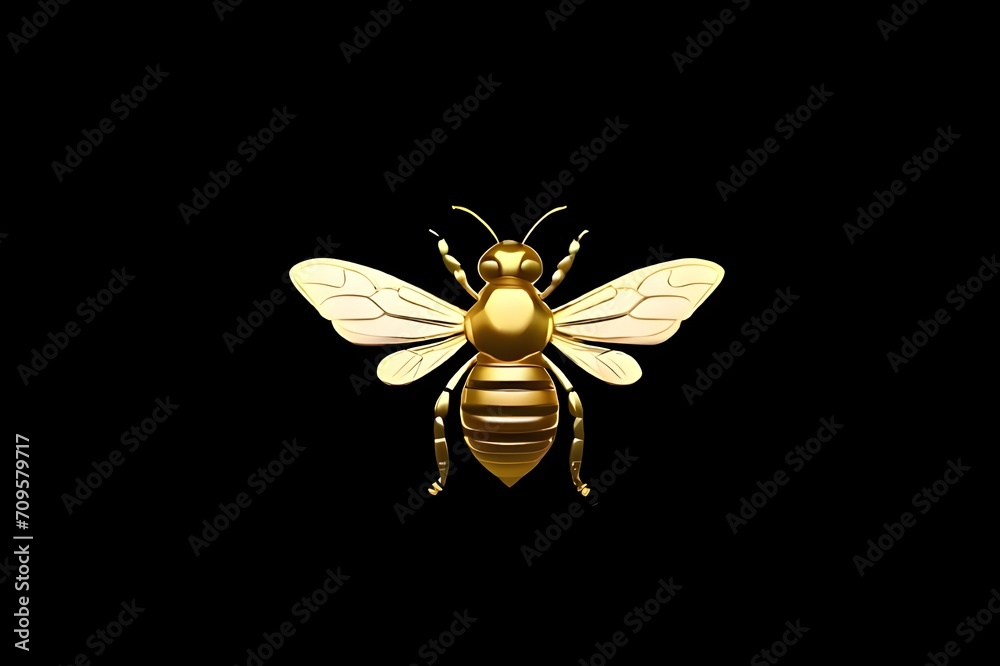 World Bee Day May 20 Gold bee isolated on black background with copy ...