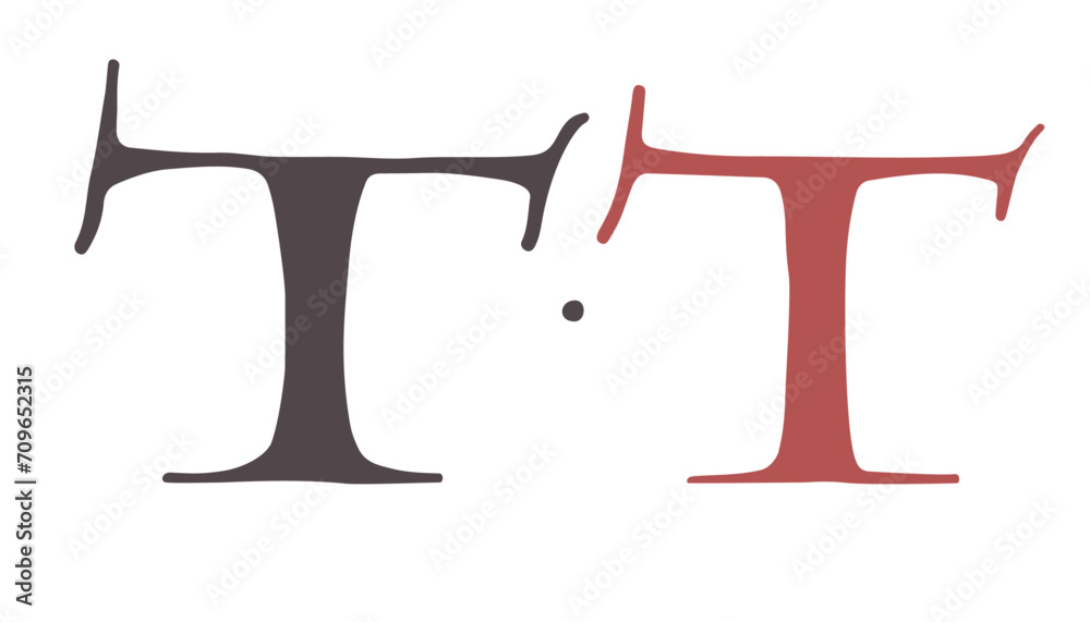 Letter T Carolingian Majuscule. Old Romanesque font from 13th century ...