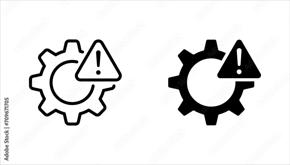 thin line failure icon set with broken operational process. concept of ...
