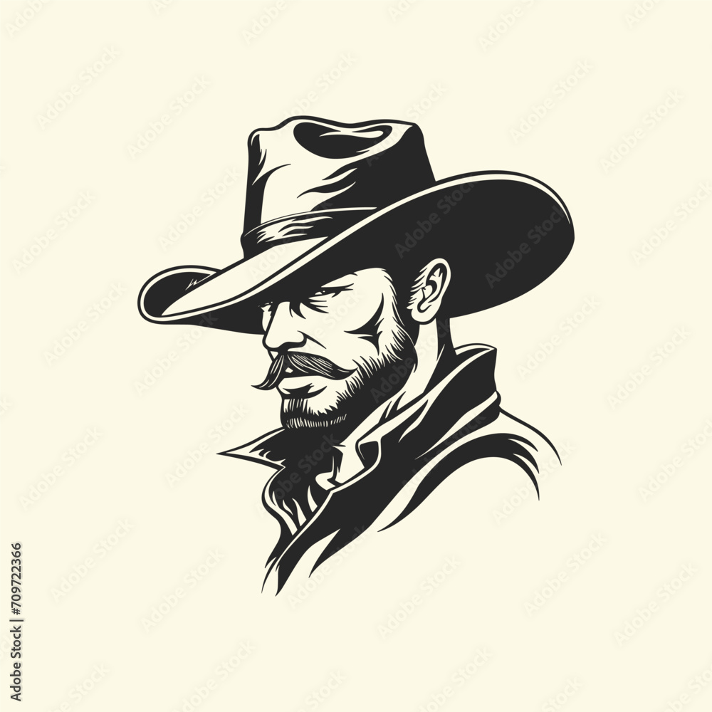 Cowboy logo design vector illustration Stock Vector | Adobe Stock
