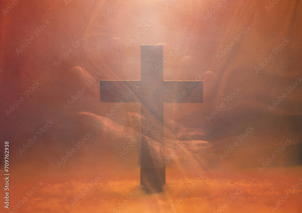 metal Grunge Christian Cross Background, Cross symbol in dark red ...