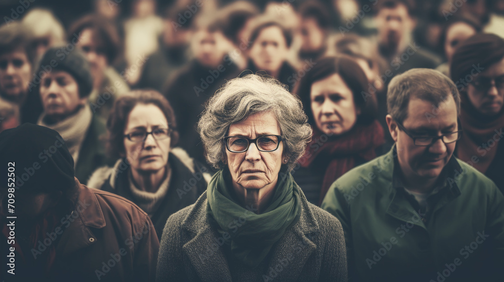 Conceptual artwork of crowd, different, alone, hope, and loneliness ...