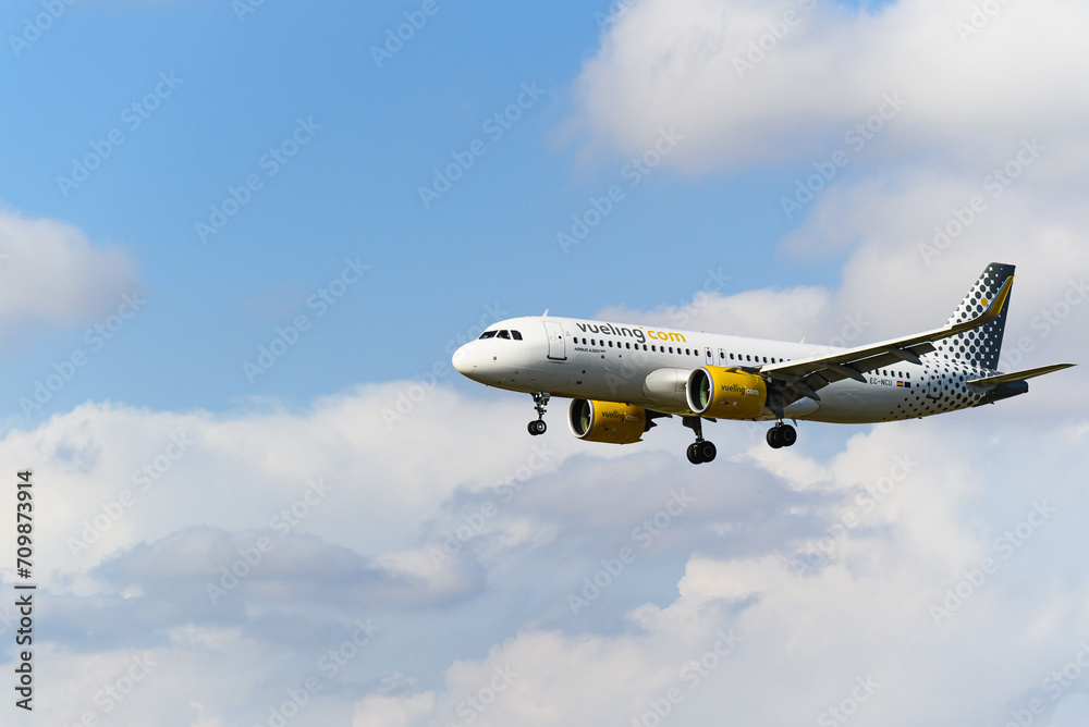 Barcelona, Spain; October 9, 2022: Airbus A320 plane of the Vueling ...