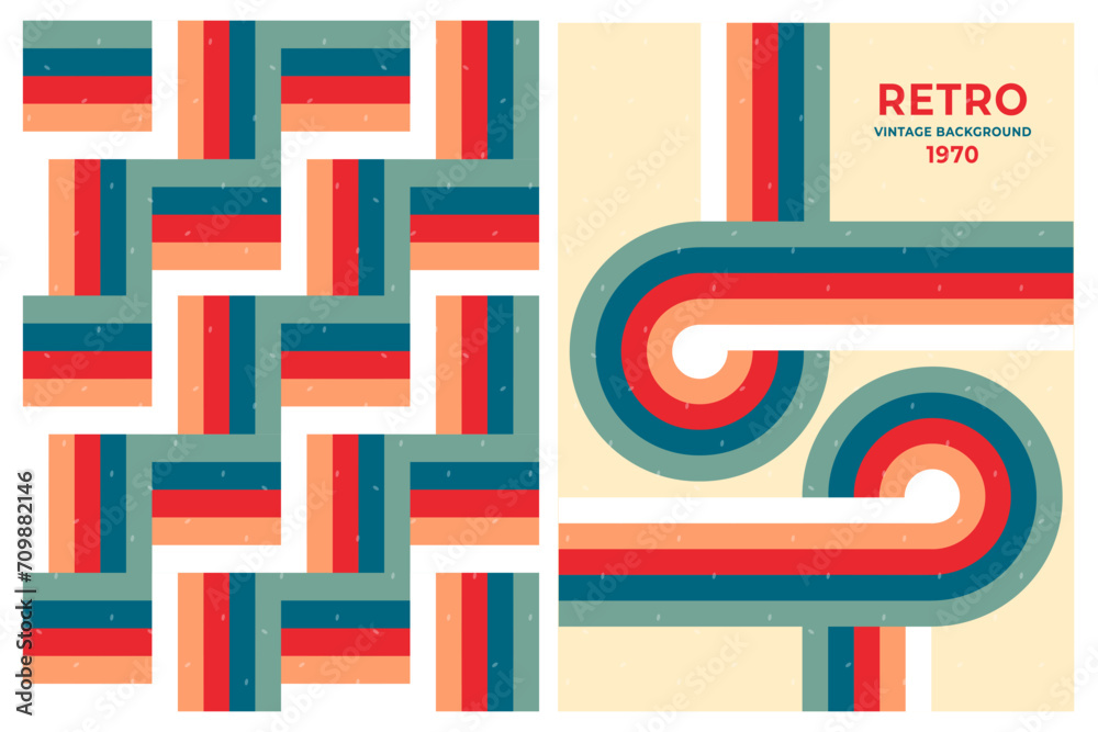 1970s style retro vintage background with geometric shapes - a classic ...