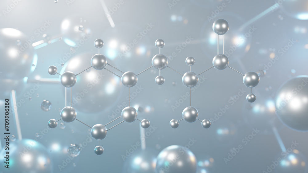 phenylalanine molecular structure, 3d model molecule, alpha-amino acid ...