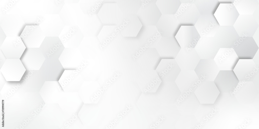 Abstract white and gray hexagonal honeycomb pattern background. hexagon concept design abstract ...