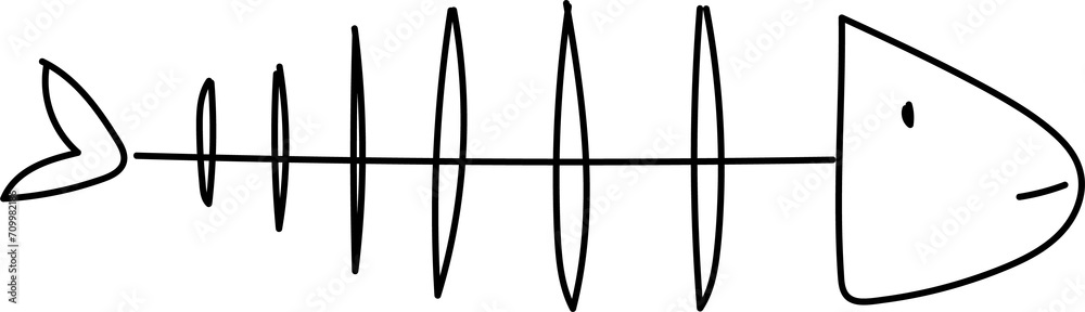 Hand drawn fishbone illustration on transparent background. Stock ...