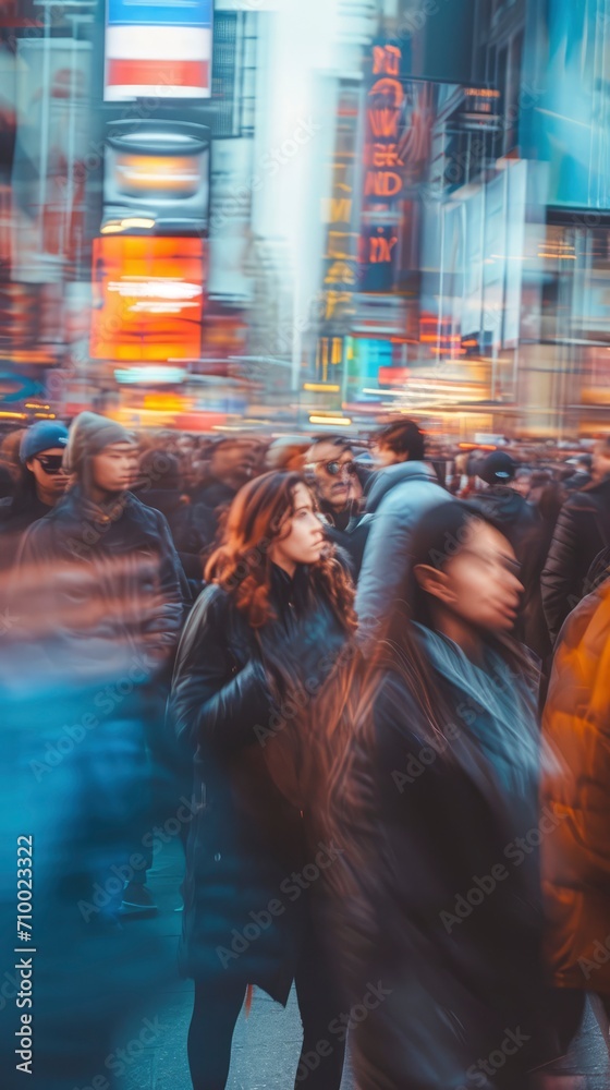 artistic crowd of people on the street using a low shutter speed ...