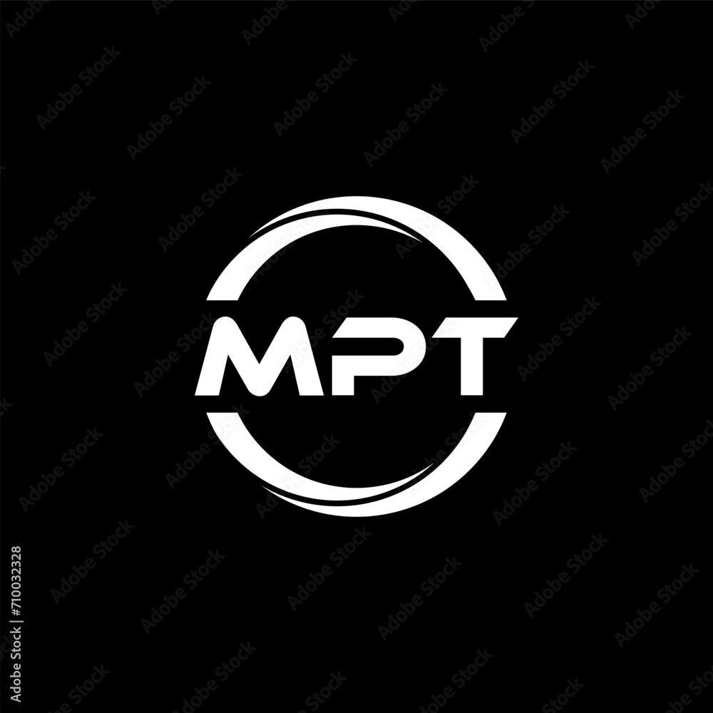 MPT letter logo design with black background in illustrator, cube logo ...