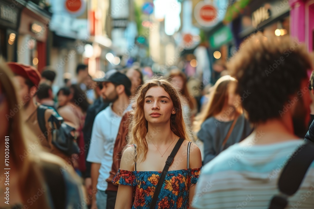 aesthetic a crowd on the street with the use of a low shutter speed and ...