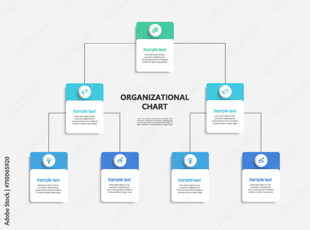 Vector de Stock Corporate organizational chart with icons. Business ...