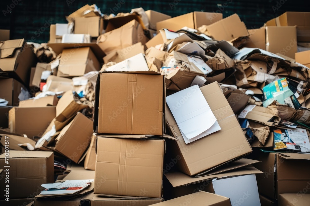 Overfilled Storage Space with Cardboard Boxes and Packaging Waste Stock ...