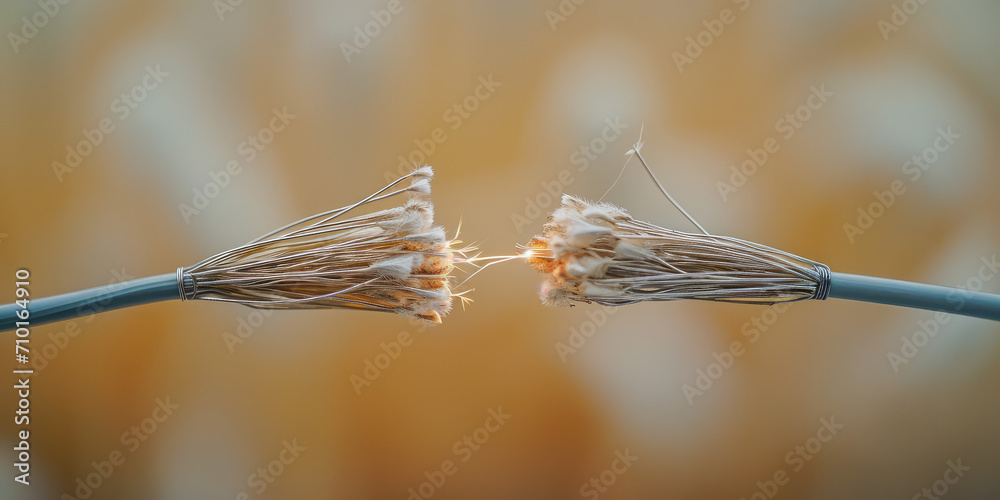 Electric Spark Between Two Bare Wires. A captivating close-up of ...