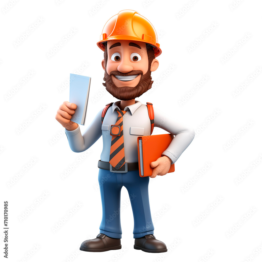 PNG 3d character man architect isolated on transparent background Stock ...