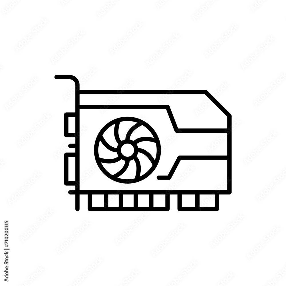 Vga card outline icons, computer parts minimalist vector illustration ...