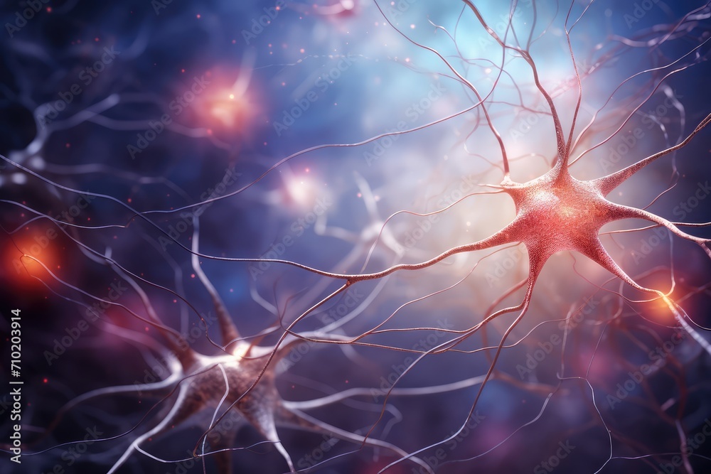 Stock-Illustration „Brain Neuroscience fractal neurons light wave ...