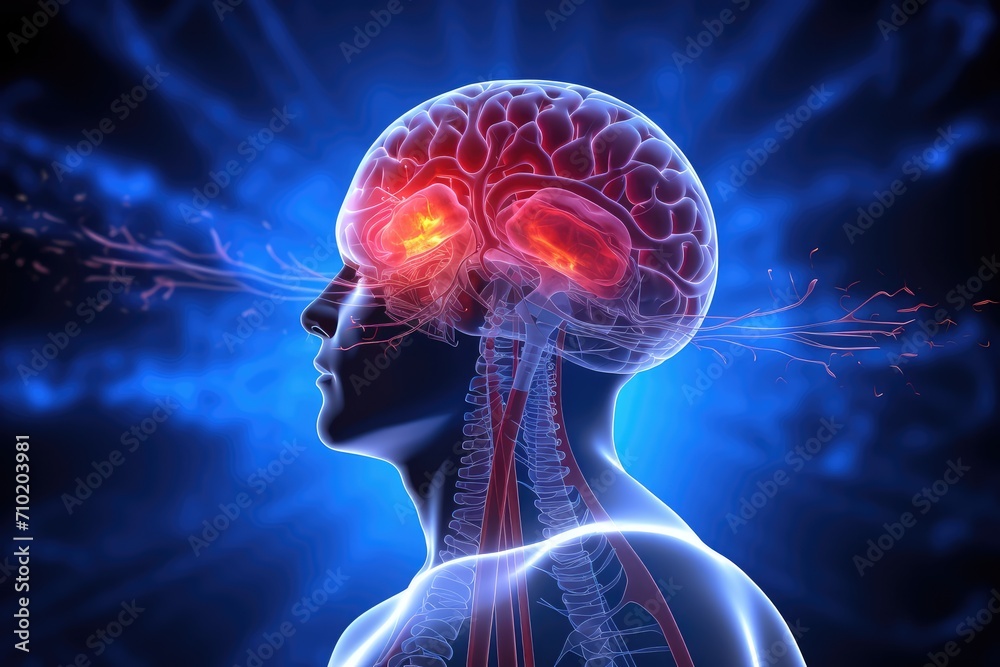 ภาพประกอบ Stock Brain imaging X-ray and CT scan techniques, digital ...