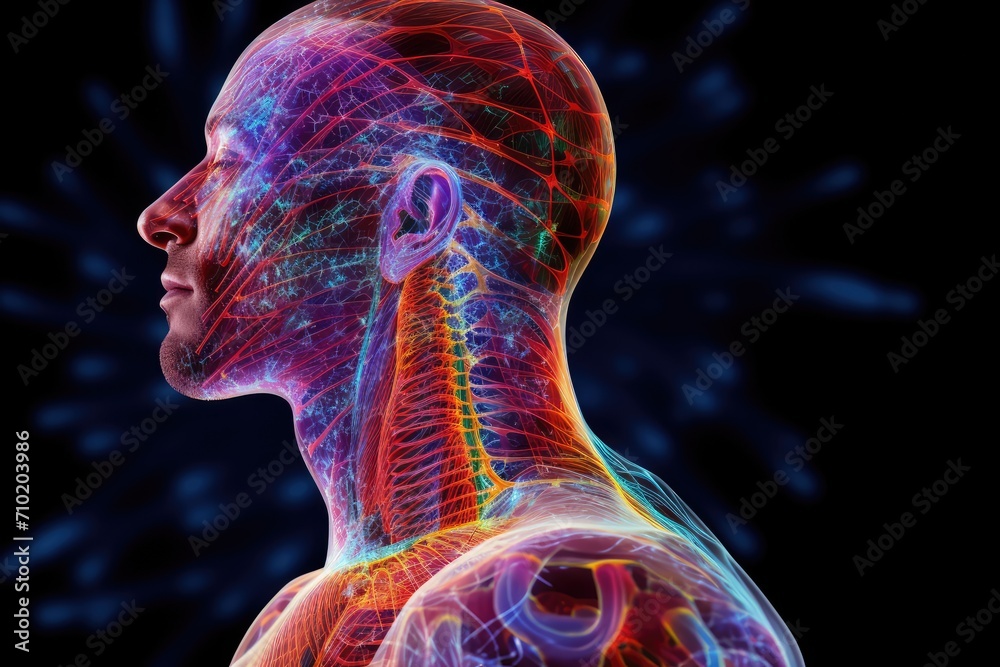 Illustration Stock Brain imaging X-ray and CT scan techniques, digital ...