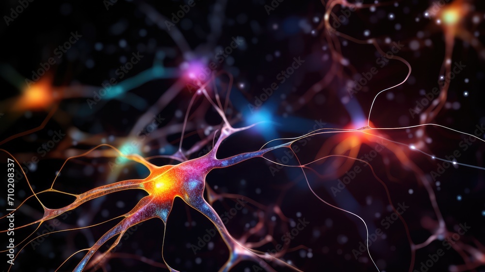 Neuronal network with neurons and synapses in brain. Neurological ...