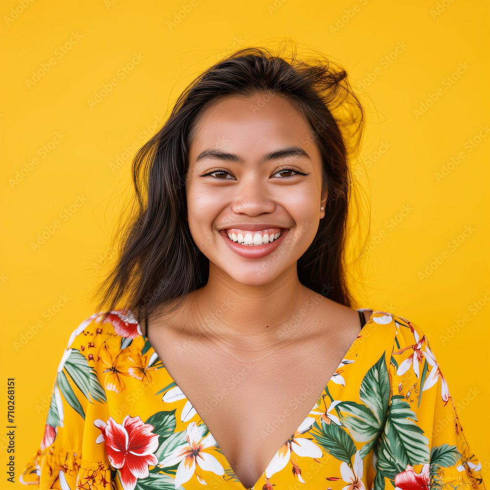 Portrait of a beautiful Austronesian young woman Stock Photo | Adobe Stock