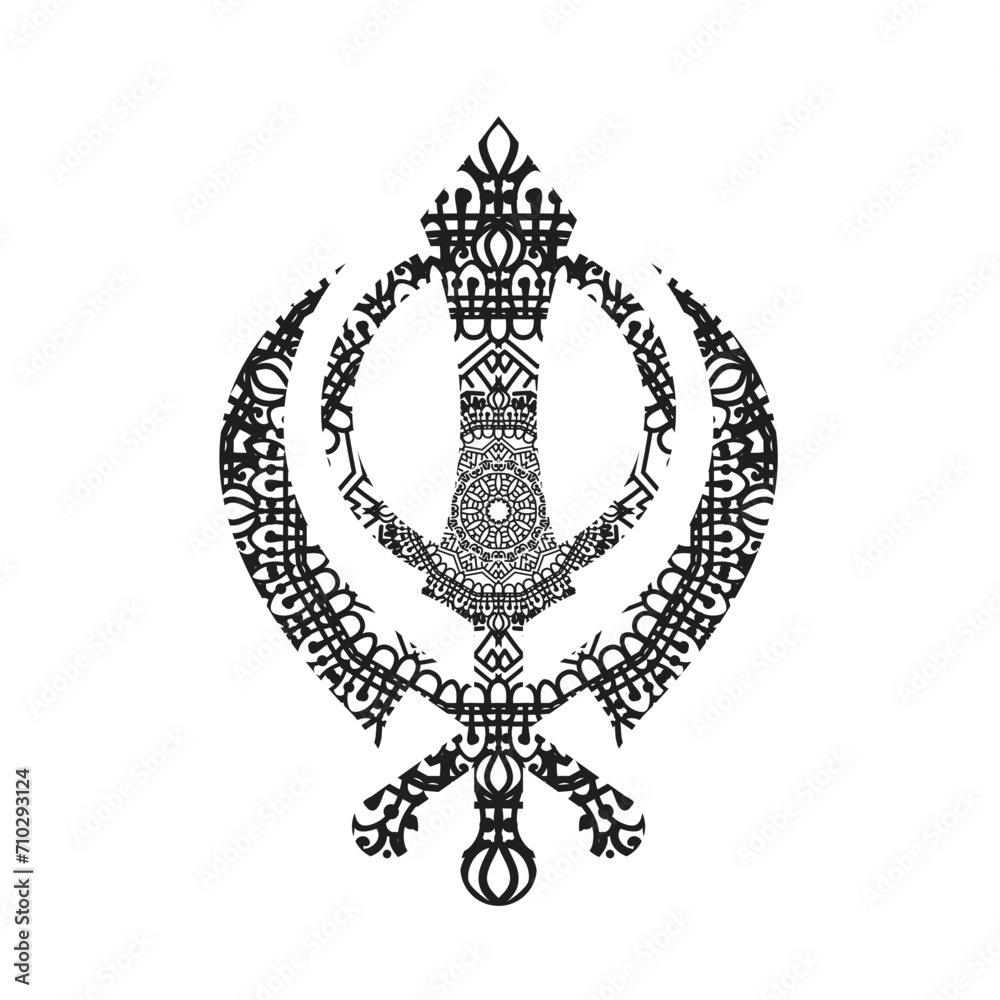 Image vectorielle Stock Khanda adorned with intricate mandala art ...
