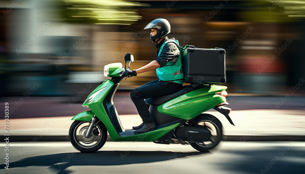 Foto Food delivery driver on his way to deliver food do Stock | Adobe Stock