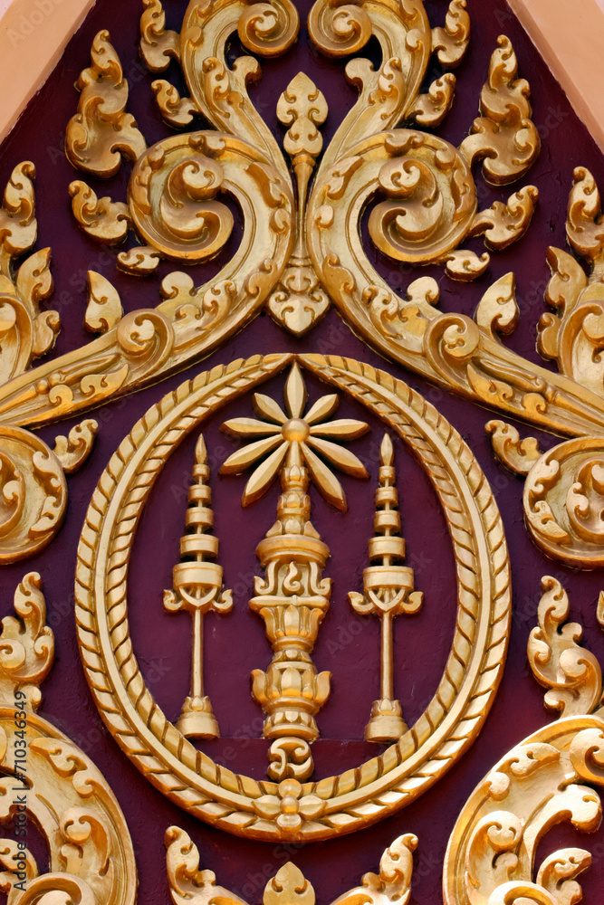 Royal palace complex. Khmer style roof architecture. Phnom Penh ...