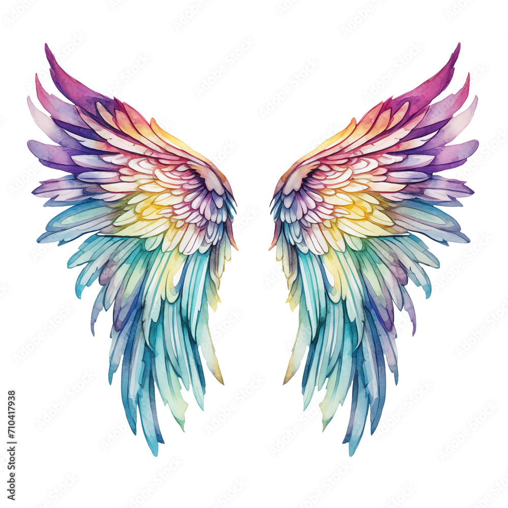 Angel wings clipart watercolor illustration with transparent background ...