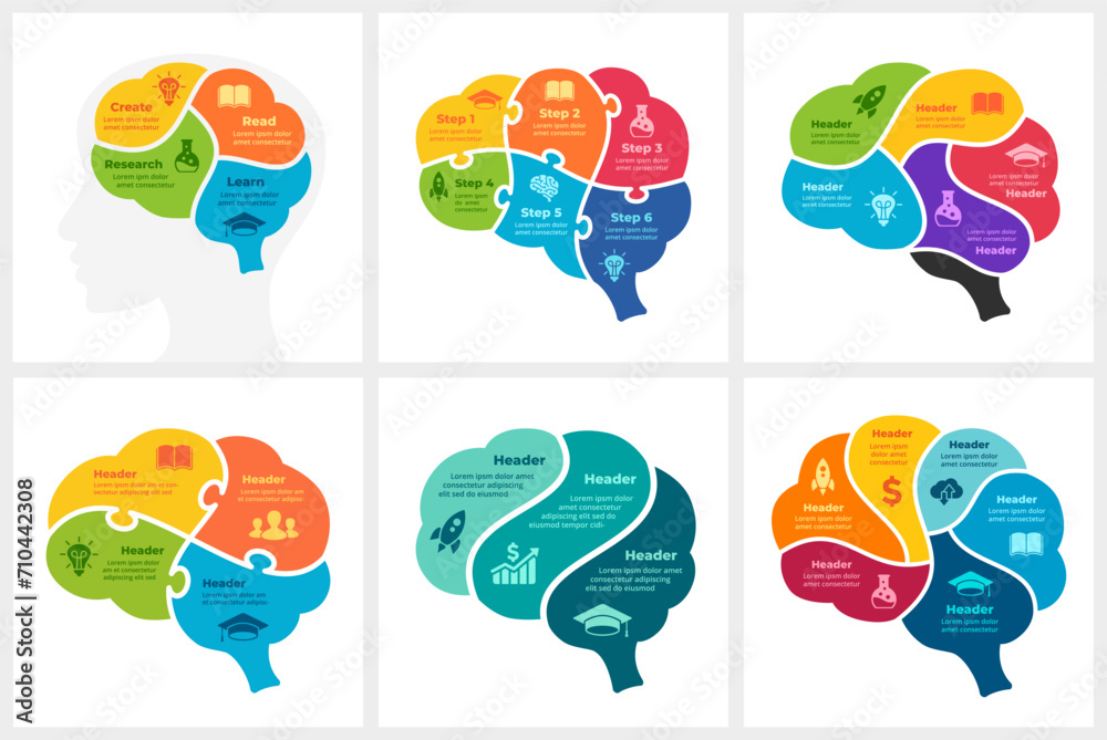 Puzzle Brain Medicine Infographic. Education Creative Thinking ...