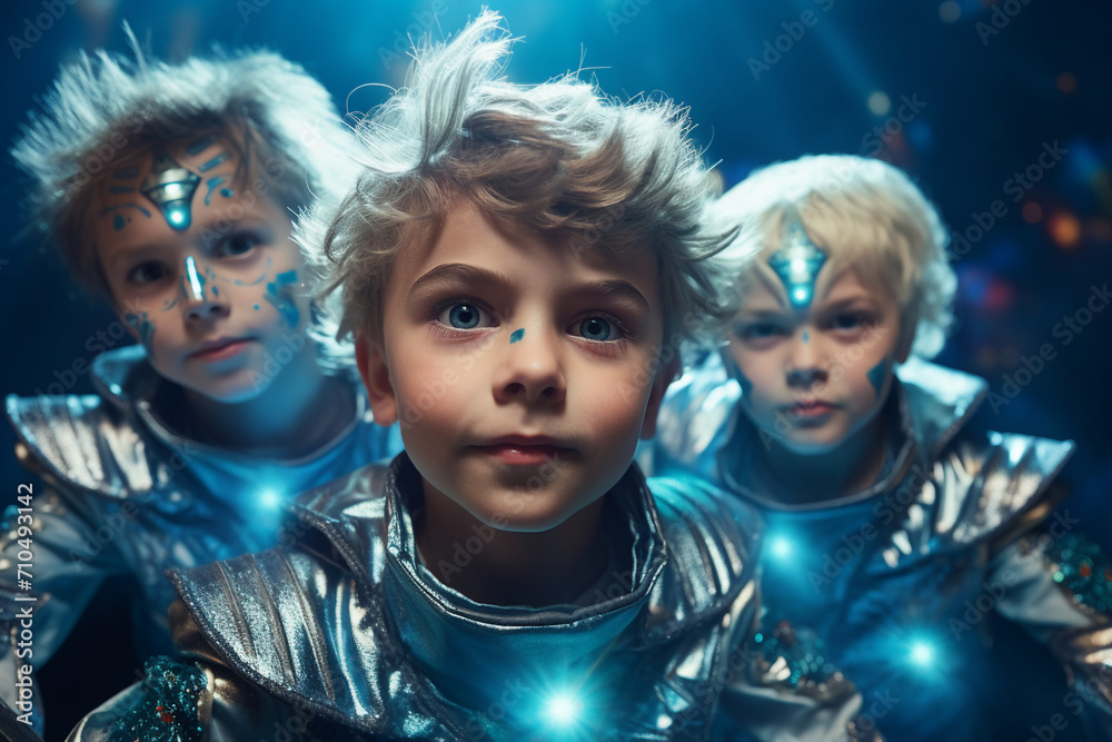 Generative AI technology picture kids on stage concept ready for ...