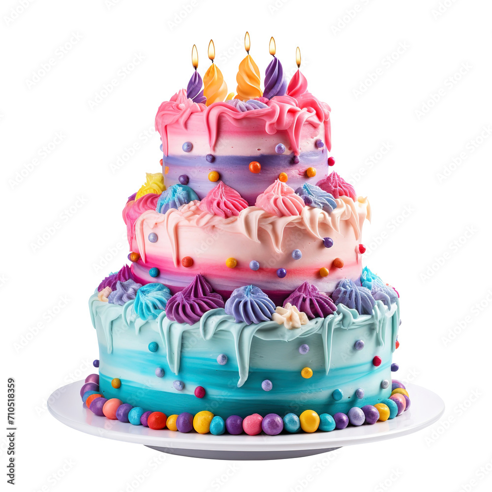 birthday cake with candles isolated on transparent background Remove ...