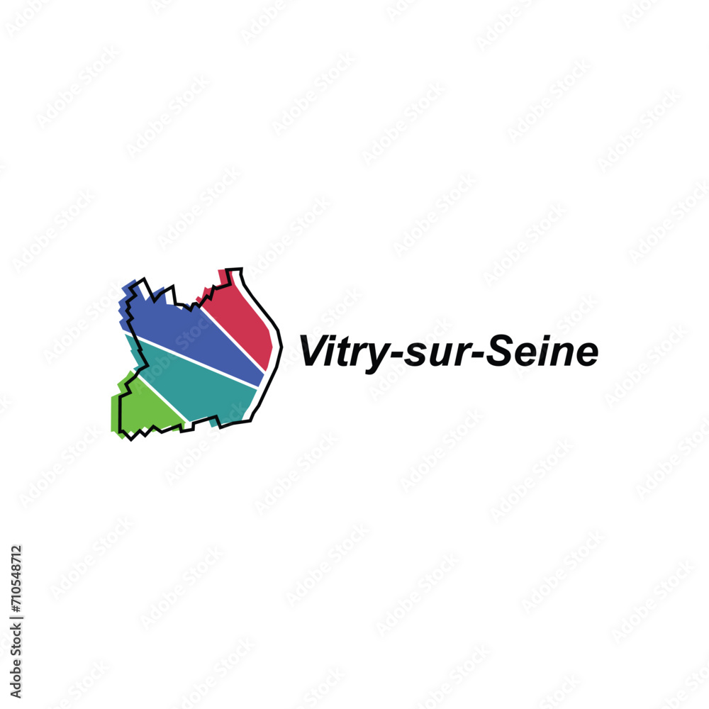 Map of Virty Sur Seine City design illustration, vector symbol, sign ...