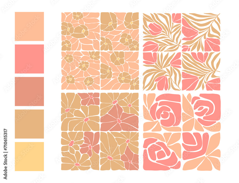 Peach fuzz abstract floral pattern design. Contemporary floral vector ...