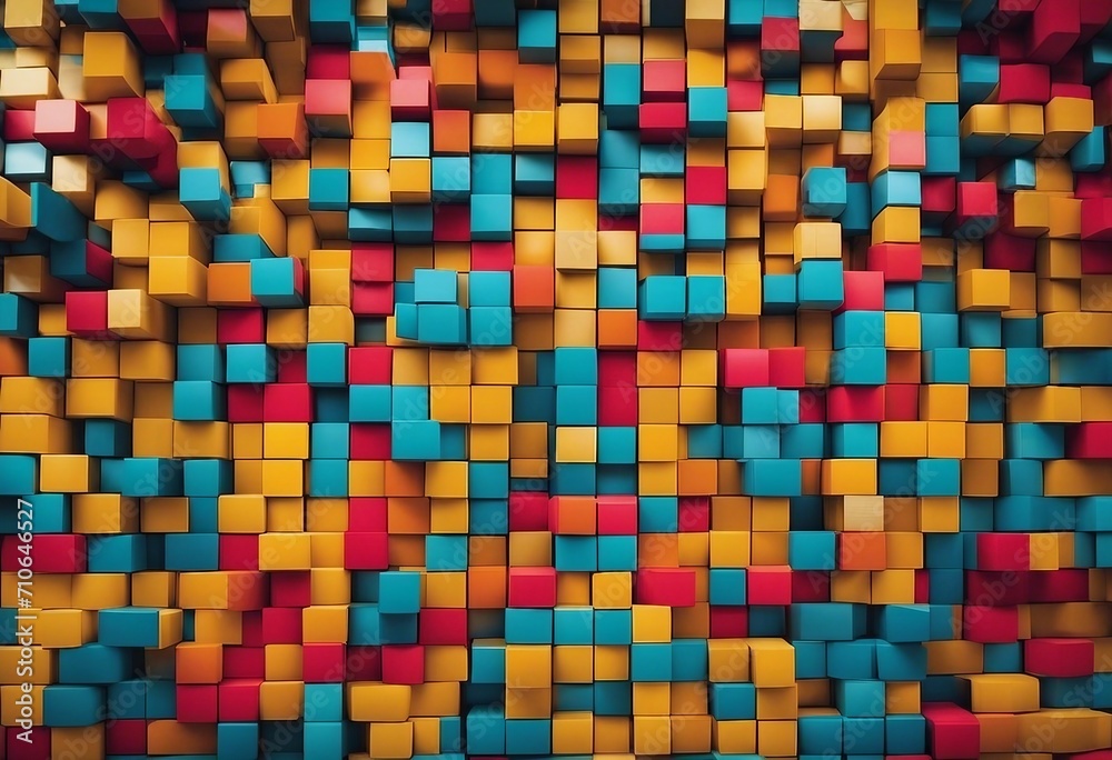 Spectrum of stacked multi-colored wooden blocks Background or cover for ...