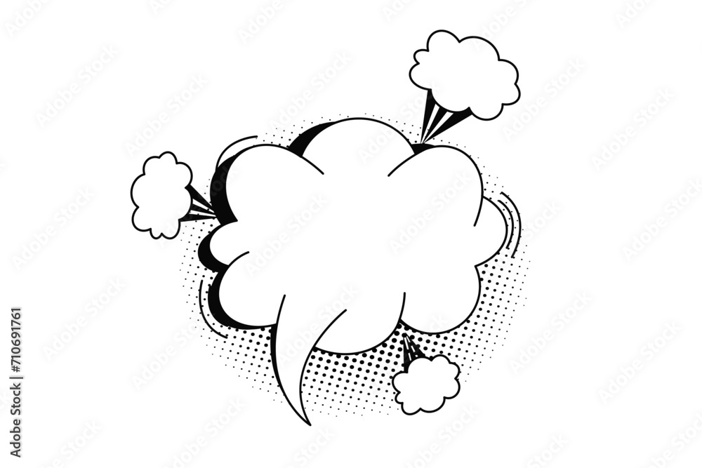 Pow bubble speech comic expression frame cartoon doodle isolated on ...