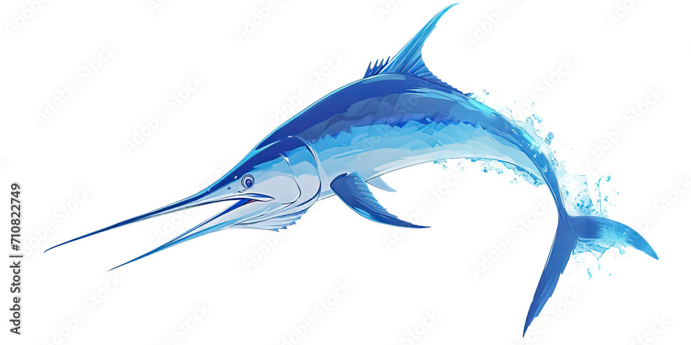 Atlantic blue marlin in a majestic leaping pose, highlighting the ...