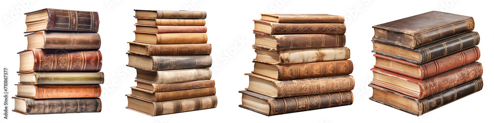 Folded old books isolated on transparent background. Old paper, old ...