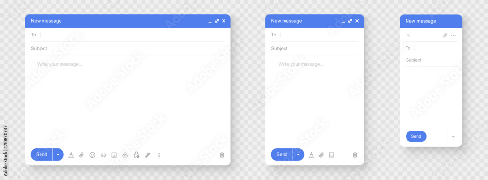 Email interface window. Email window on your computer, tablet, or ...