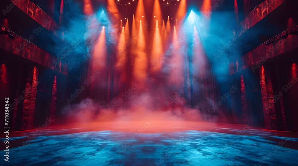 Theater stage light background with spotlight illuminated the stage ...