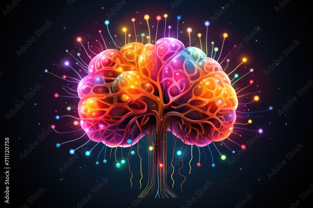 Illustration Stock Colorful glowing vivid axon hillock, myelin sheath ...