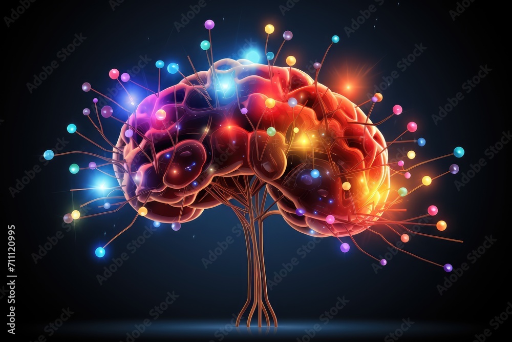 Colorful vivid motley human Brain anatomy cerebral structures cerebrum ...