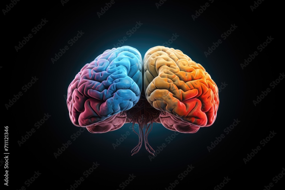 Colorful vivid motley human Brain anatomy cerebral structures cerebrum ...